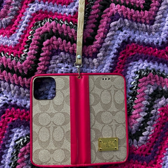 Coach | Cell Phones & Accessories | Coach Tan Phone Wallet Case With ...